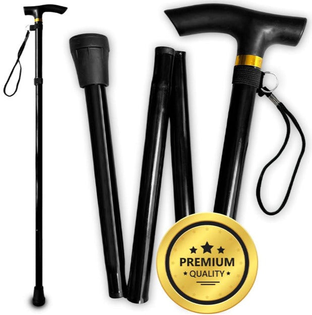 Bastón para Caminar Extensible y Regulable en Altura | Negro — OrtoPrime