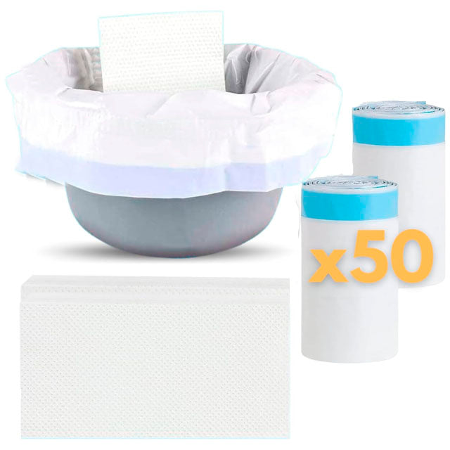 Bolsas Inodoro Desechables con Almohadillas y Asas | Pack 50 — OrtoPrime